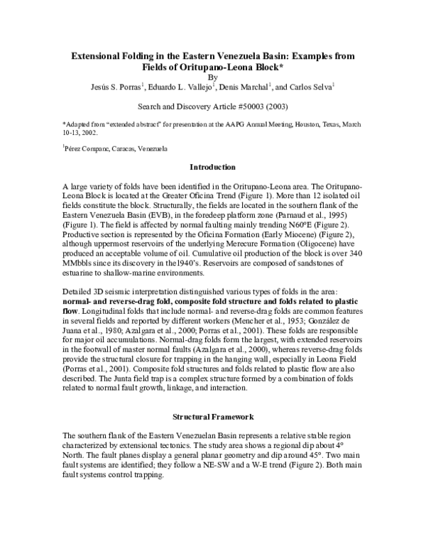 (PDF) ABSTRACT: Extensional Folding in the Eastern Venezuela Basin ...