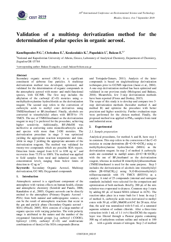 (PDF) Development and Validation of a multistep derivatization method for the determination of ...