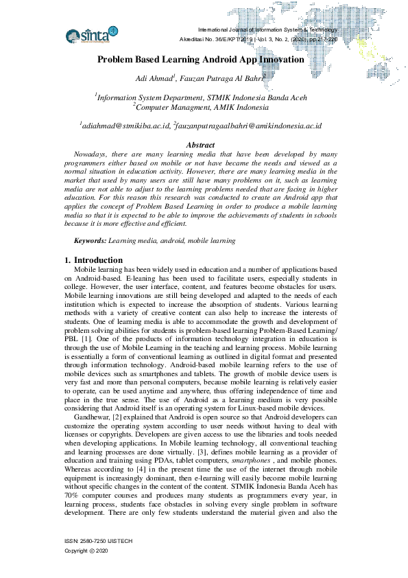 (PDF) Problem Based Learning Android App Innovation