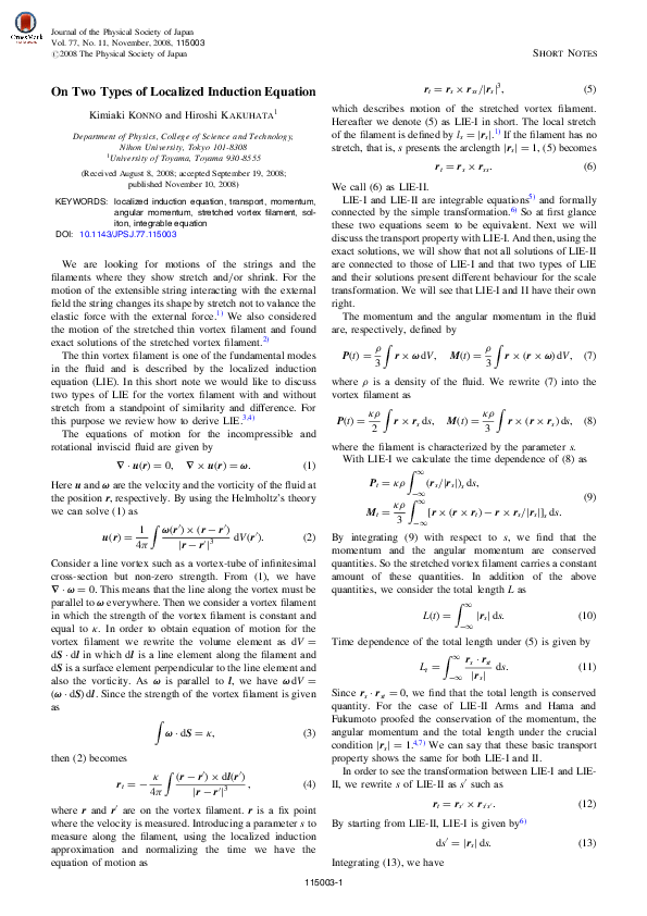 (PDF) On Two Types of Localized Induction Equation