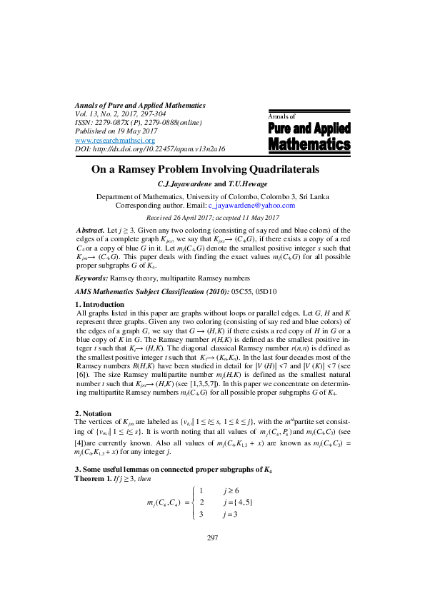(PDF) On a Ramsey Problem Involving Quadrilaterals