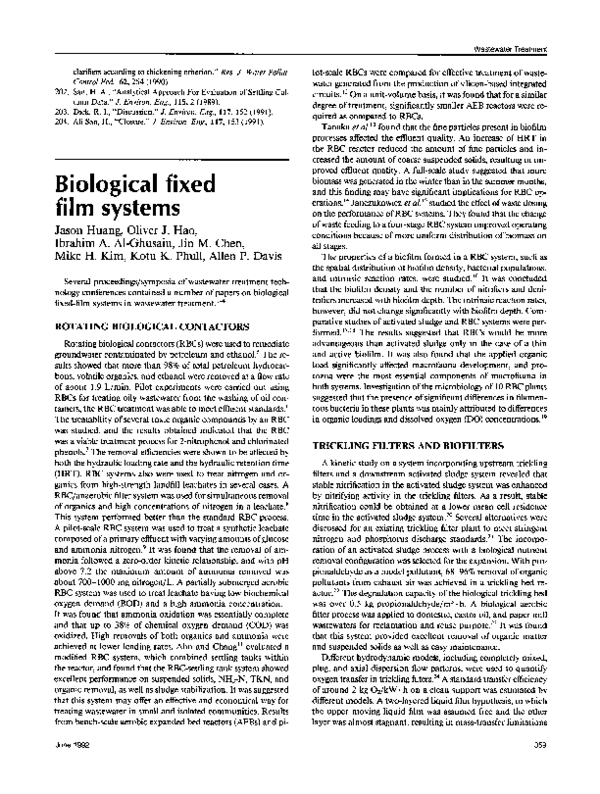 (PDF) Biological fixed film systems