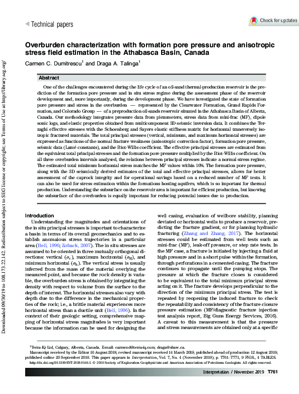 (PDF) Overburden characterization with formation pore pressure and anisotropic stress field ...