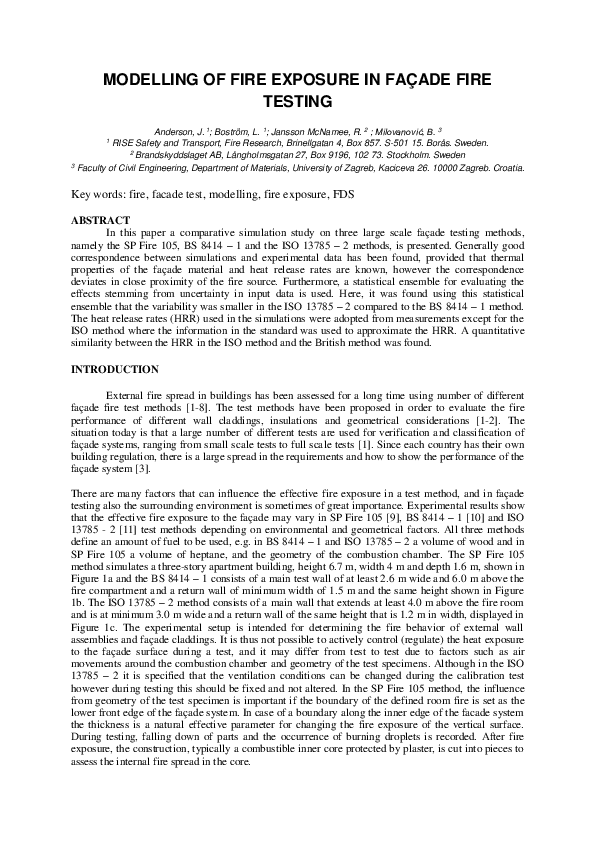 (PDF) Modeling of fire exposure in facade fire testing