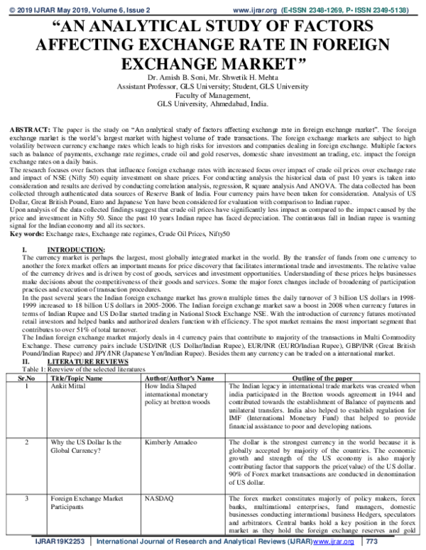 (PDF) AN ANALYTICAL STUDY OF FACTORS AFFECTING EXCHANGE RATE IN FOREIGN ...