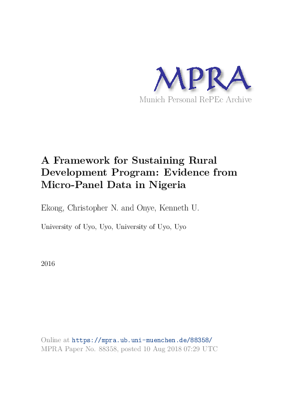 (PDF) A Framework for Sustaining Rural Development Program: Evidence ...
