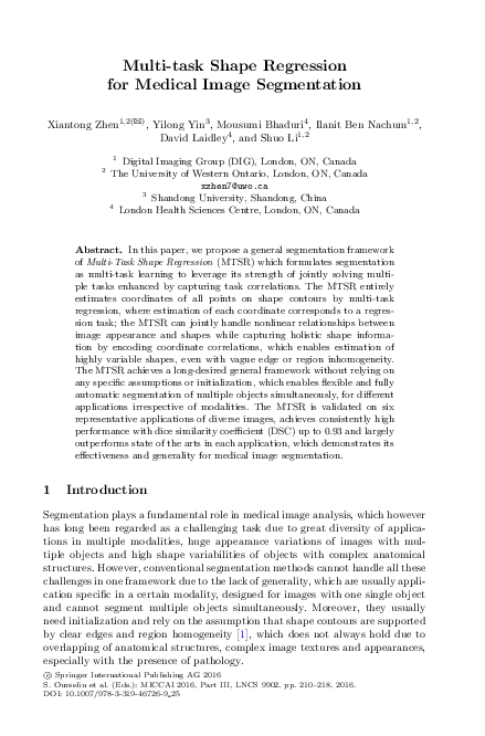 (PDF) Multi-task Shape Regression for Medical Image Segmentation