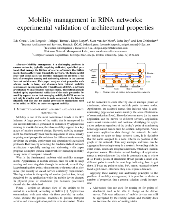 (PDF) Mobility management in RINA networks: Experimental validation of ...