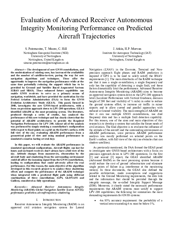 (PDF) Evaluation of advanced receiver autonomous integrity monitoring performance on predicted ...