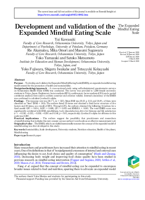 (PDF) Development and validation of the Expanded Mindful Eating Scale
