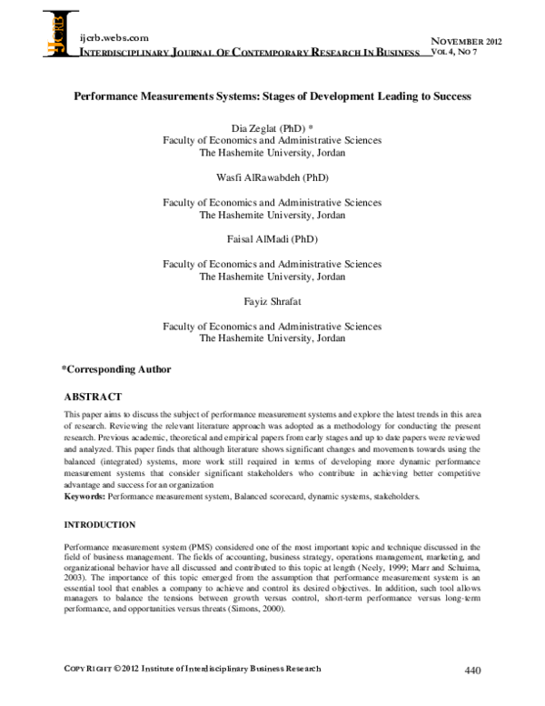 (PDF) Performance Measurements Systems: Stages of
