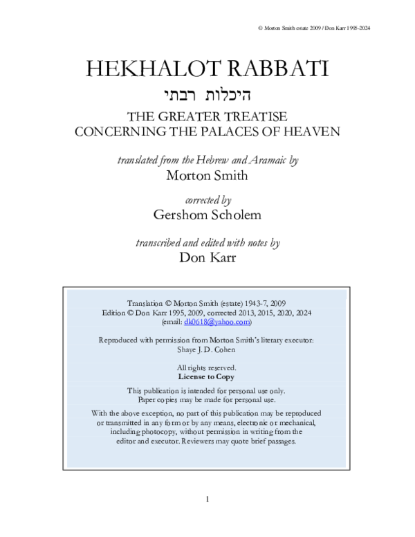 (PDF) HEKHALOT RABBATI