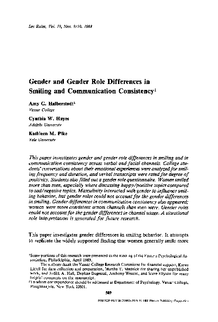 (PDF) Gender and gender role differences in smiling and communication ...