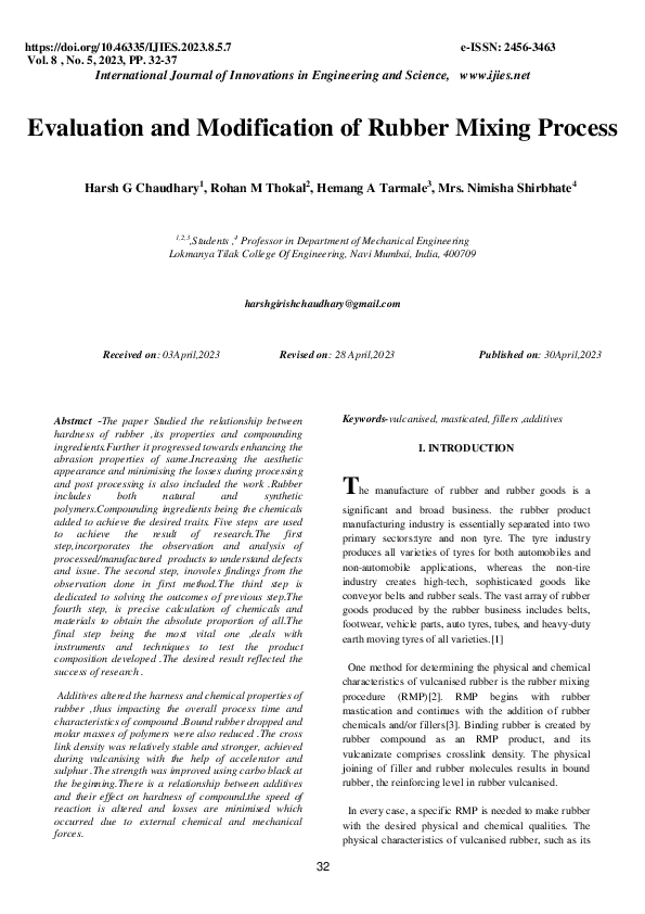 (PDF) Evaluation and Modification of Rubber Mixing Process