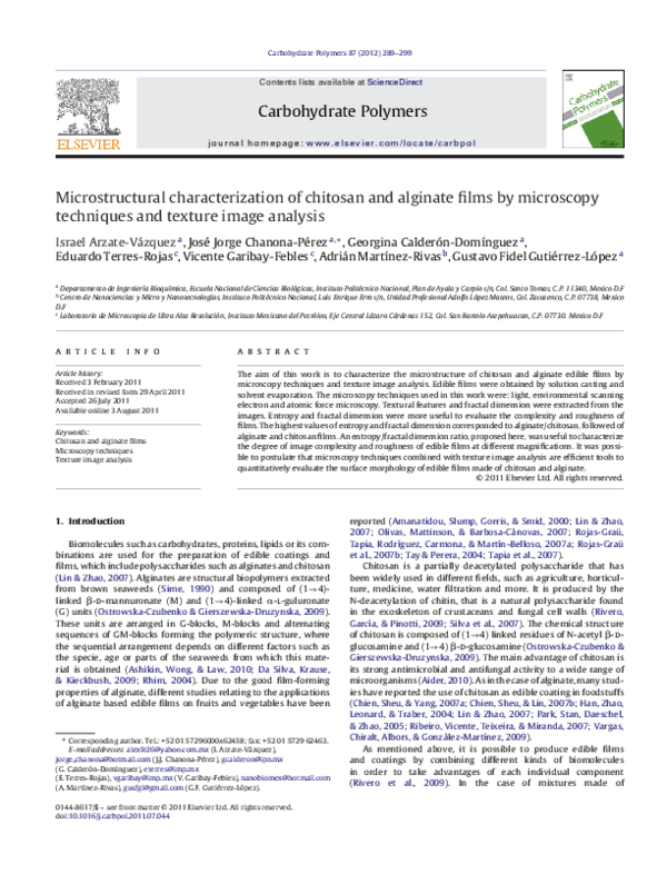 (PDF) Microstructural characterization of chitosan and alginate films by microscopy techniques ...