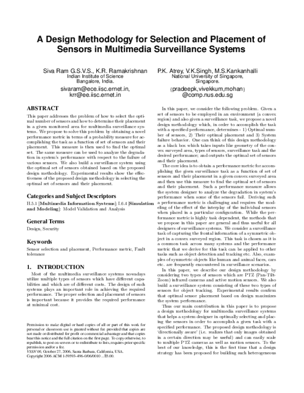 (PDF) A design methodology for selection and placement of sensors in ...