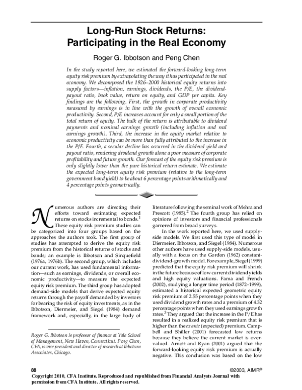 (PDF) Long-Run Stock Returns: Participating in the Real Economy