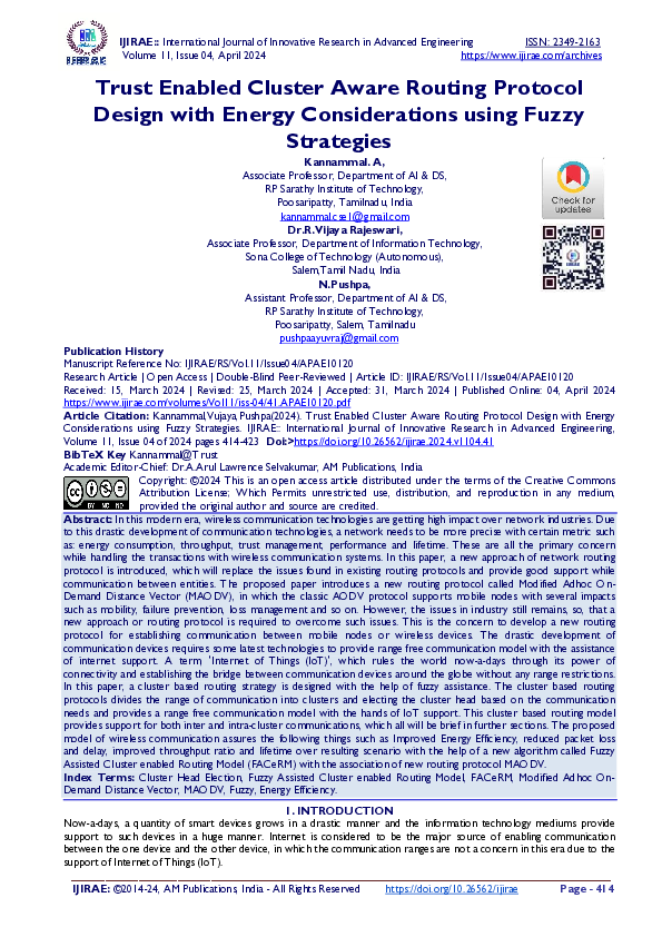 (PDF) Trust Enabled Cluster Aware Routing Protocol Design with Energy Considerations using Fuzzy ...