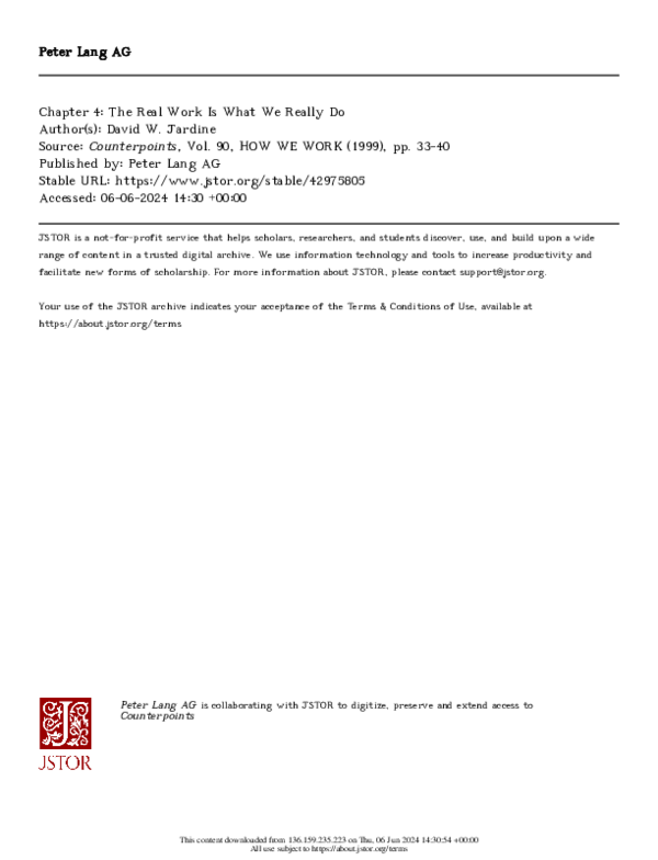 (PDF) The real work is what we really do