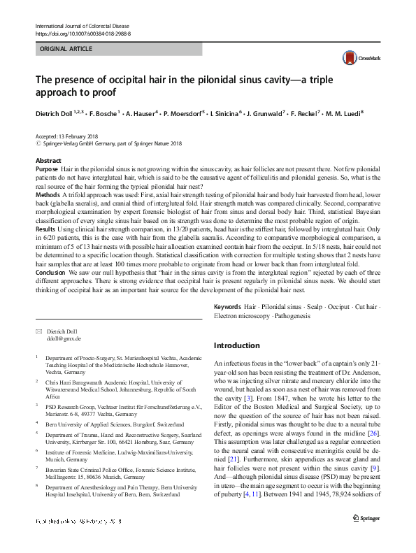 (PDF) The presence of occipital hair in the pilonidal sinus cavity-a ...
