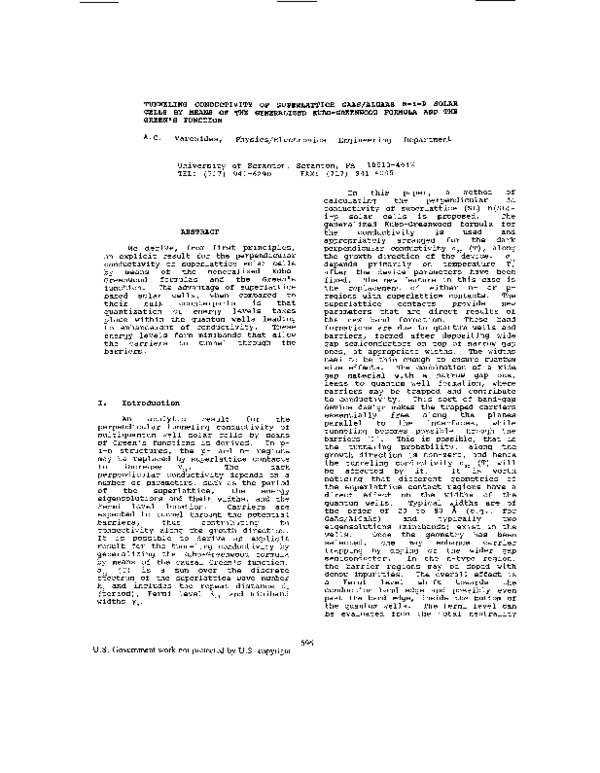 (PDF) Tunneling conductivity of superlattice GaAs/AlGaAs n-i-p solar ...