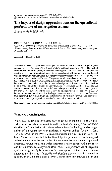(PDF) The impact of design approximations on the operational ...
