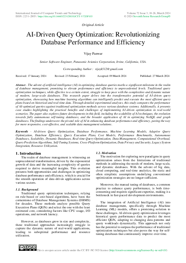 (PDF) AI-Driven Query Optimization: Revolutionizing Database ...