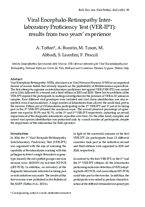 (PDF) Viral Encephalo-Retinopathy Interlaboratory Proficiency Test (VER ...