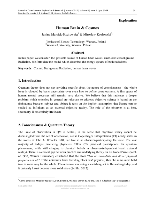 (PDF) Human Brain & Cosmos
