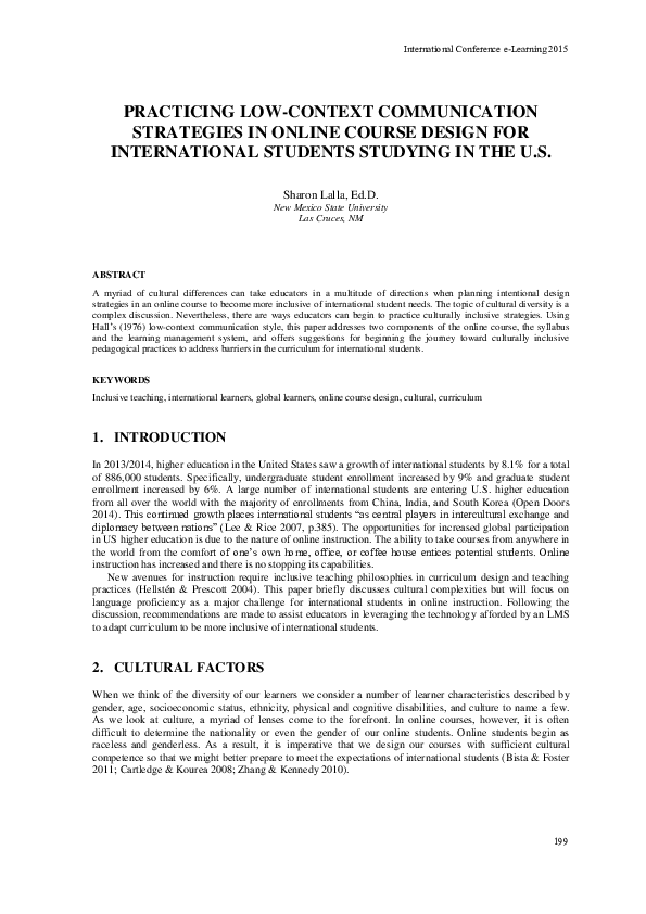 (PDF) Practicing Low-Context Communication Strategies in Online Course ...
