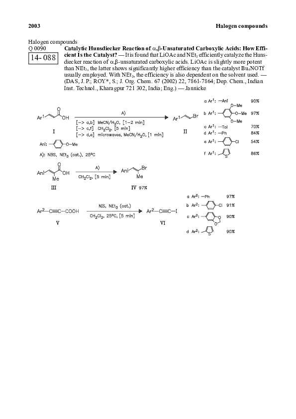 (PDF) Catalytic Hunsdiecker Reaction of α,β-Unsaturated Carboxylic ...