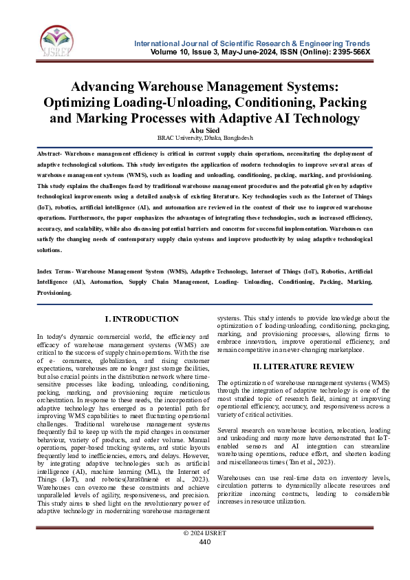 (PDF) Advancing Warehouse Management Systems: Optimizing Loading-Unloading, Conditioning ...