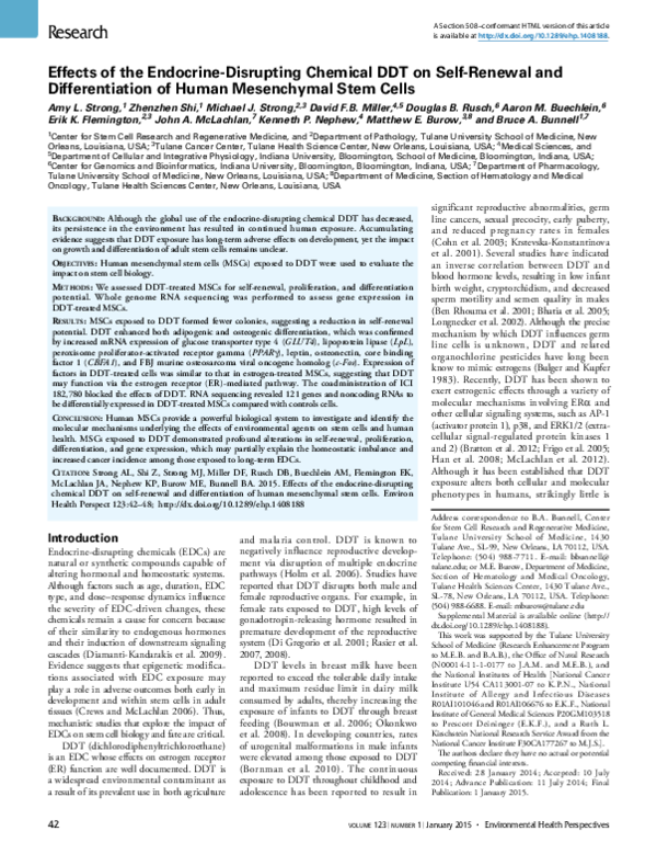 (PDF) Effects of the Endocrine-Disrupting Chemical DDT on Self-Renewal ...