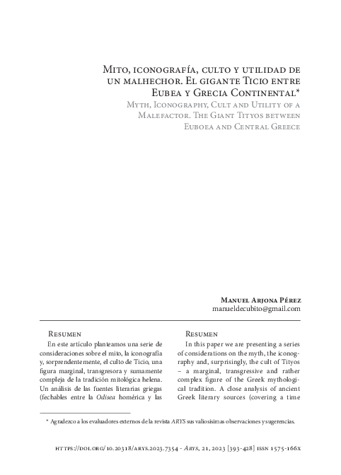 (PDF) Myth, Iconography, Cult and Utility of a Malefactor. The Giant ...