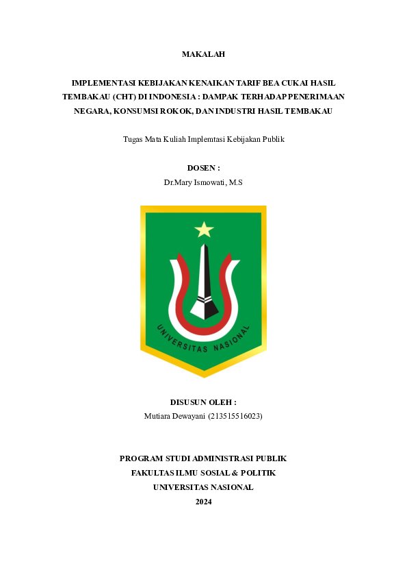 (PDF) ( Dr.Mary Ismowati, M.Si) Mutiara Dewayani Tugas 1 Seminar ...