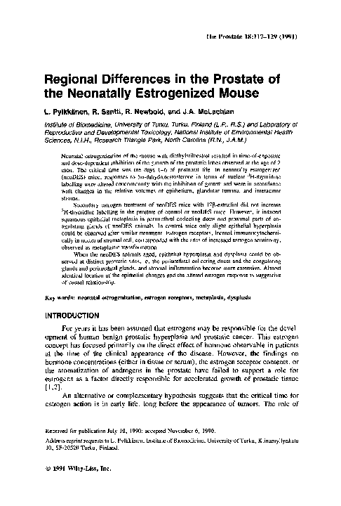 (PDF) Regional differences in the prostate of the neonatally ...