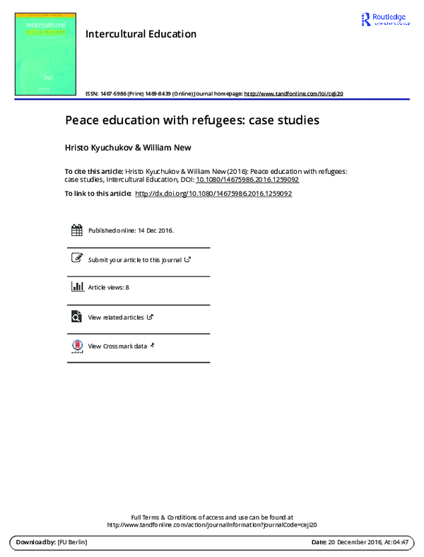 (PDF) Peace education with refugees: case studies