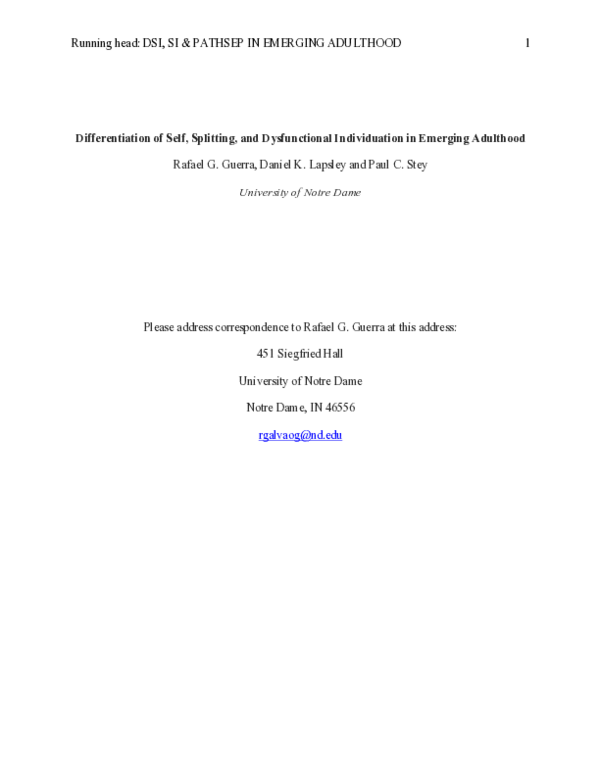 (PDF) Differentiation of Self, Splitting, and Dysfunctional ...