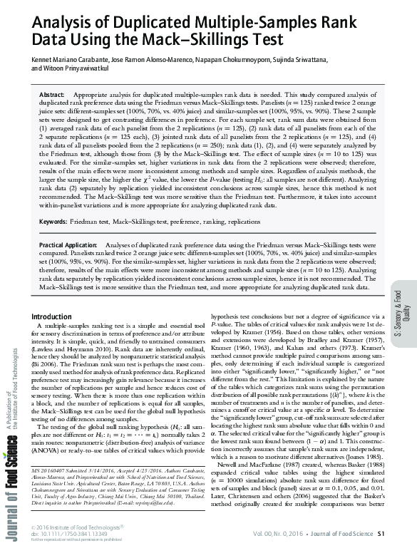 (PDF) Analysis of Duplicated Multiple-Samples Rank Data Using the Mack ...