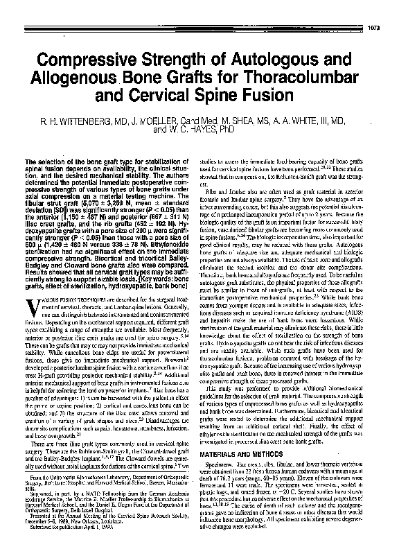 (PDF) Compressive Strength of Autologous and Allogenous Bone Grafts for ...