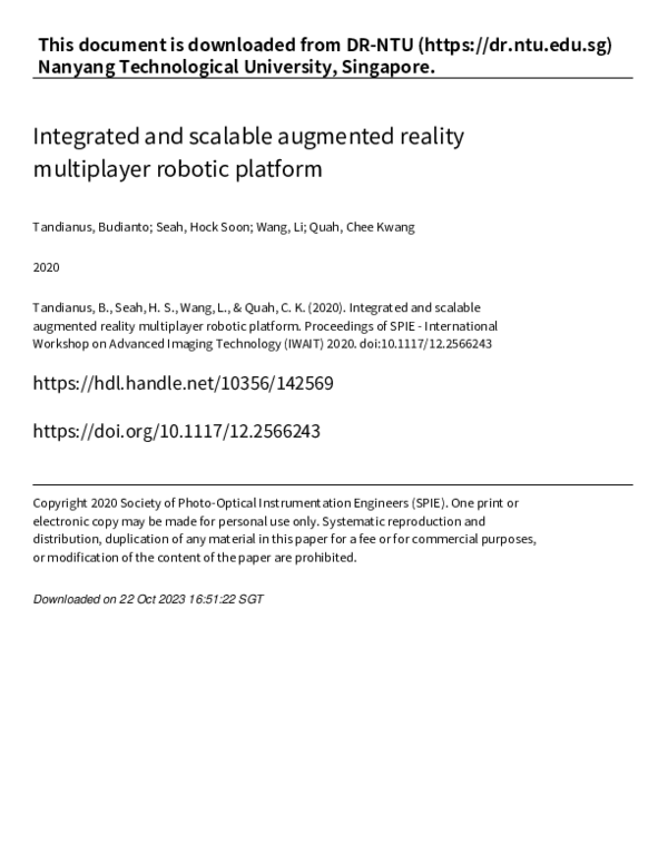 (PDF) Integrated and scalable augmented reality multiplayer robotic ...