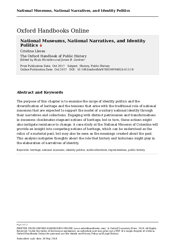 (PDF) National Museums, National Narratives, and Identity Politics