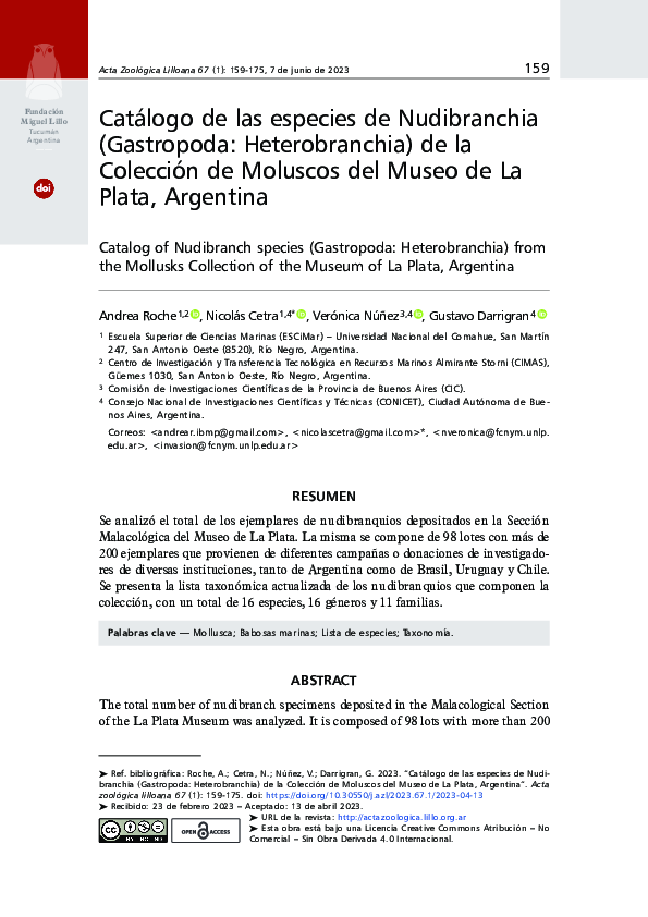 (PDF) Catálogo de las especies de Nudibranchia (Gastropoda ...