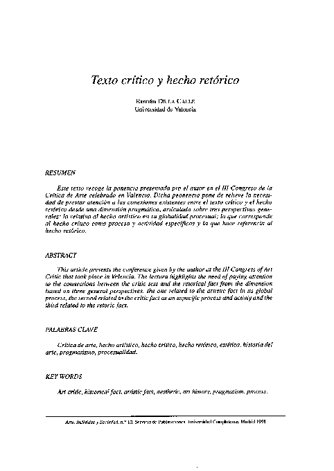 (PDF) Texto crítico y hecho retórico