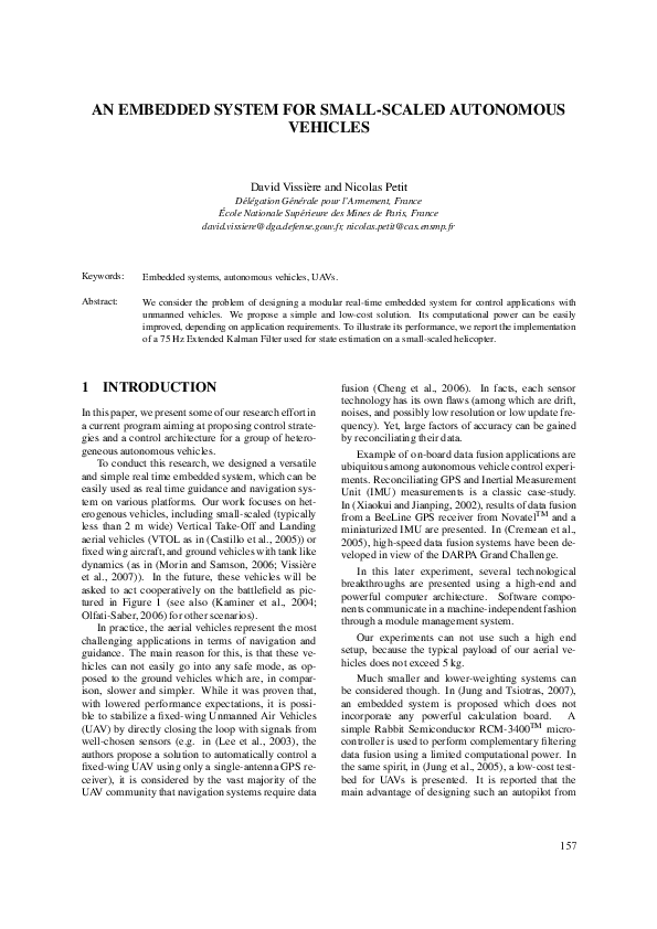 (PDF) An Embedded System for Small-Scaled Autonomous Vehicles
