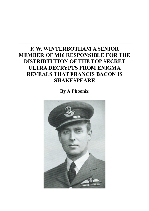 (PDF) F. W. Winterbotham a Senior Member of MI6 Responsible for the Distribution of the Top ...
