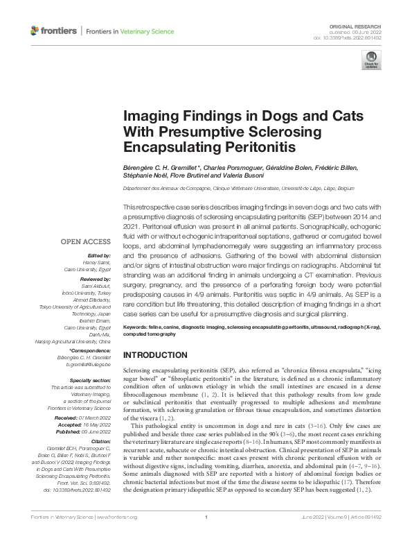 (PDF) Imaging Findings in Dogs and Cats With Presumptive Sclerosing ...