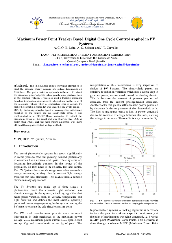 (PDF) Maximum Power Point Tracker Based Digital One Cycle Control Applied in PV Systems