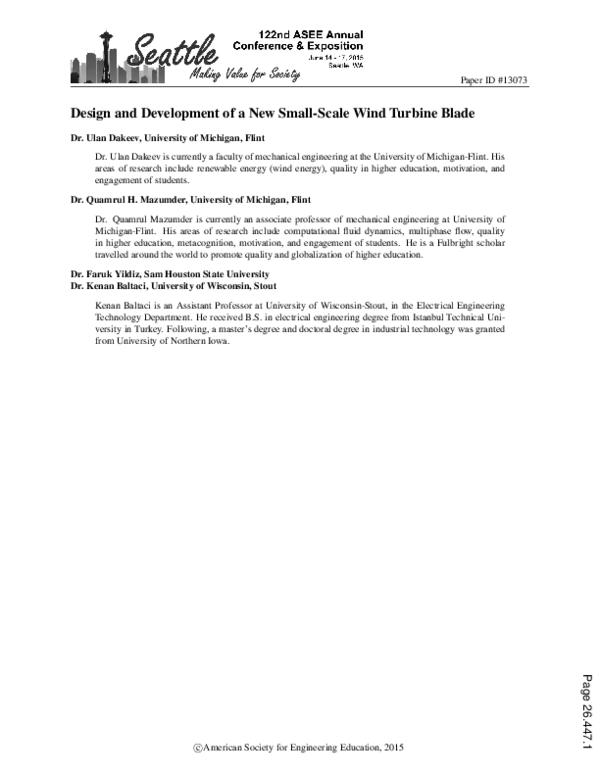 (PDF) Design and Development of a New Small-Scale Wind Turbine Blade