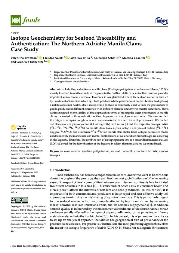 (PDF) Isotope Geochemistry for Seafood Traceability and Authentication ...